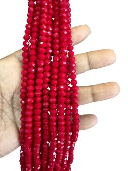 Glass Opaque Crystals, Rondelle, 6mm, Red