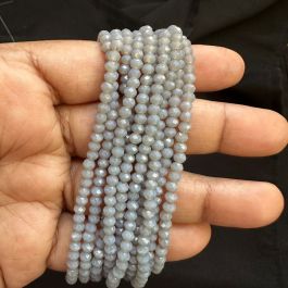 Glass Opaque Crystals, Rondelle,3mm,Grey, Pack of 4 Strings